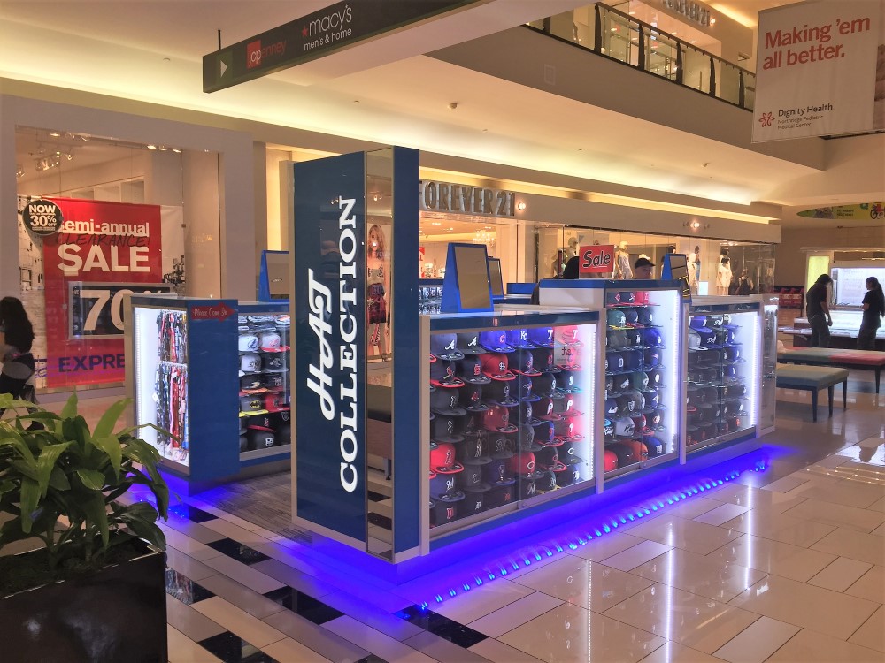 Hat Mall Kiosk Displays for Heads Up Hats Retailers and Capland